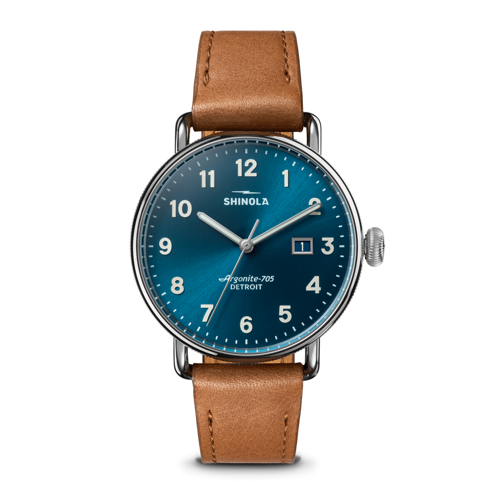 Canfield Watch - Blue Tan Leather Strap – Shinola
